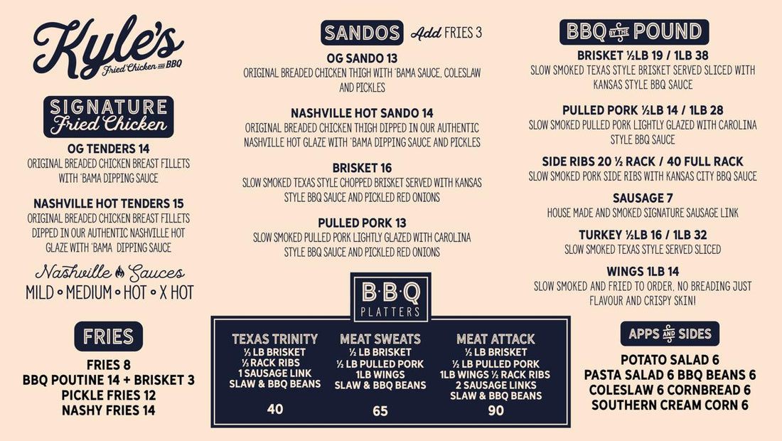 Menu – Kyle's Fried Chicken & BBQ // Salt and Swine